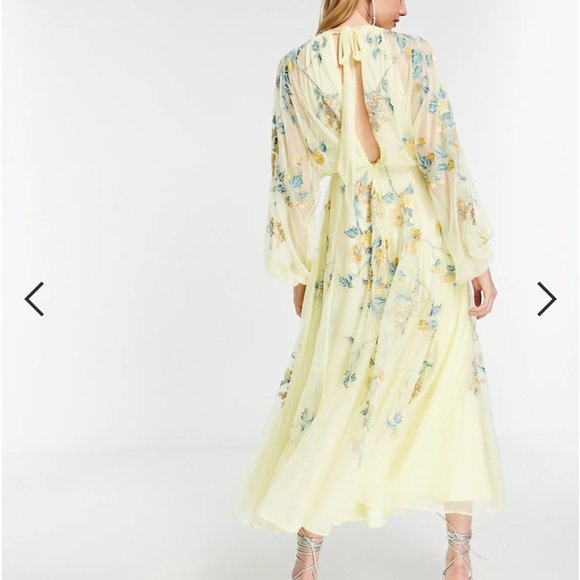 ASOS | Dresses | Asos Edition Floral Embroidered Mesh Midi Dress With ...